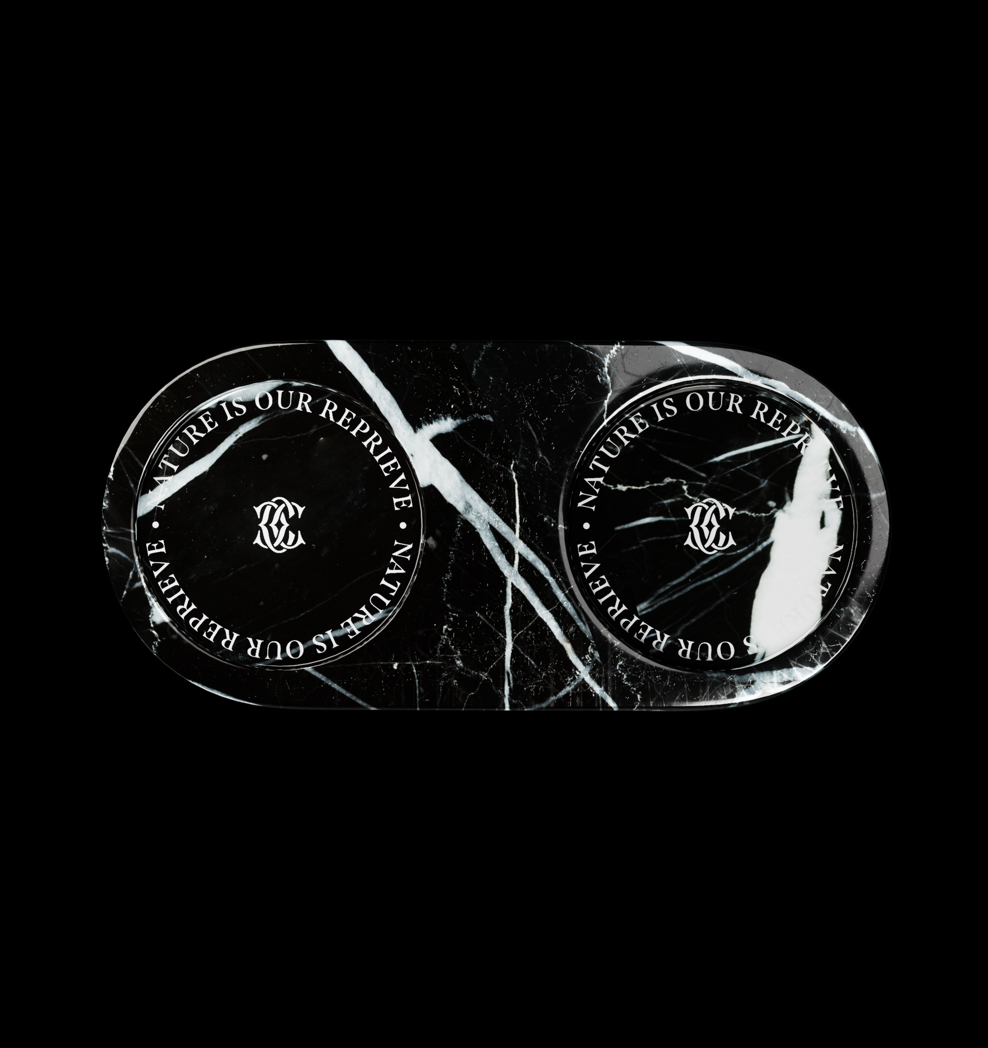 Double Black Marble Tray